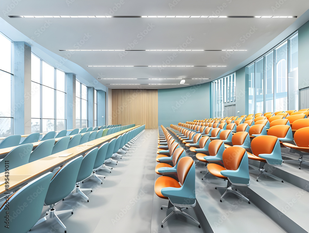 3D rendering Interior of a lecture hall, University classroom design in ...