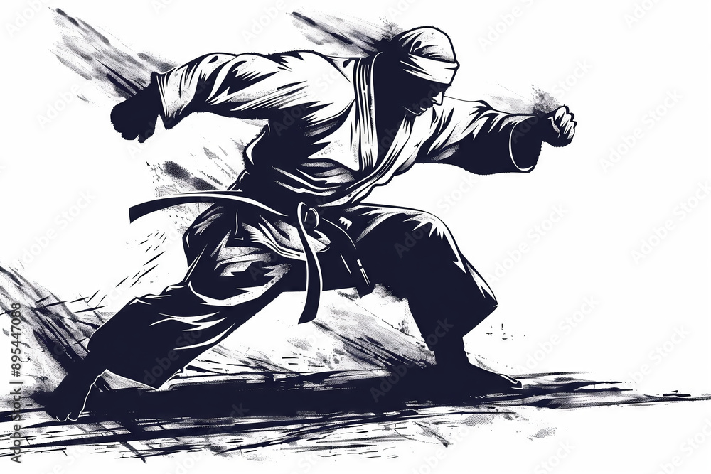 The Unstoppable Force of Judo: A Powerful Black and White Illustration ...