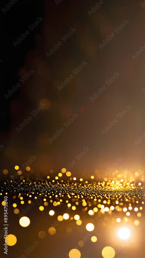 Generative AI, A cascade of golden light particles floating in the ...