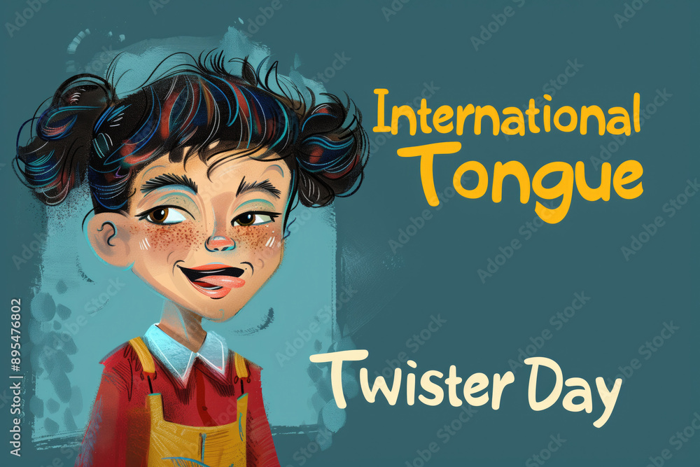 Illustrated child with pigtails smiling for International Tongue ...