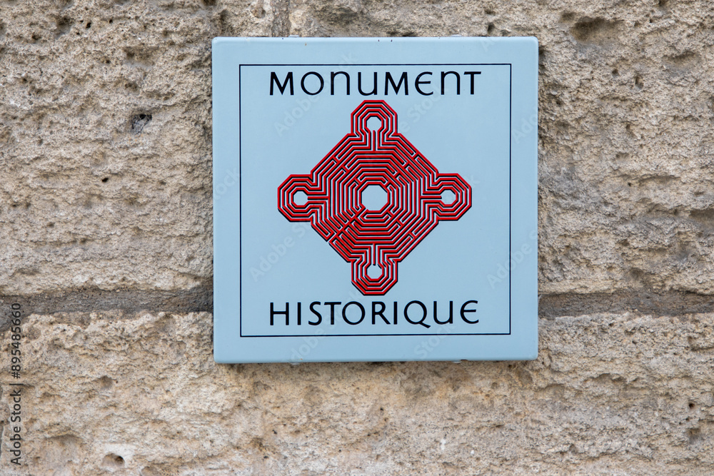 Monument historique logo brand and sign text in french tourism old ...