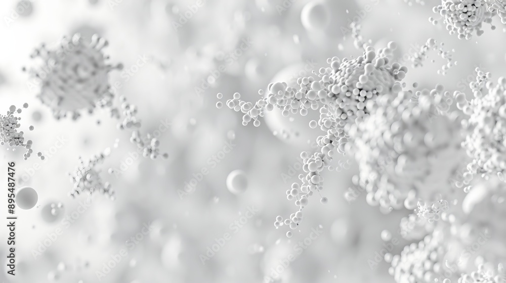 Abstract white molecules and atoms in close-up zoom: mutating design ...