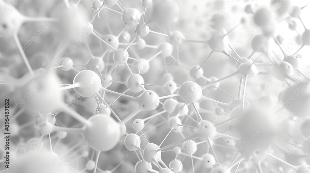 Abstract white molecules and atoms in close-up zoom: mutating design ...