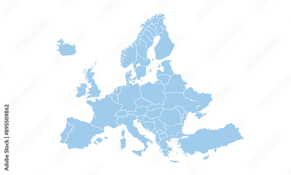 Europe map with modern color,isolated on white background for website ...