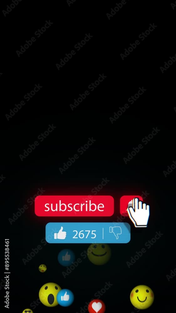 Subscribe, like and notification bell buttons for social media content ...