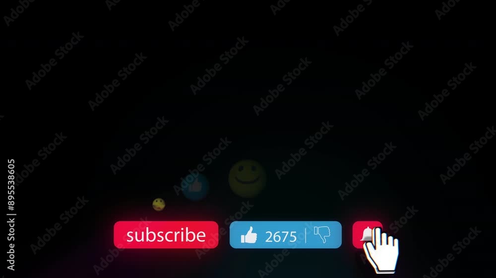 Subscribe, like and notification bell buttons for social media content ...