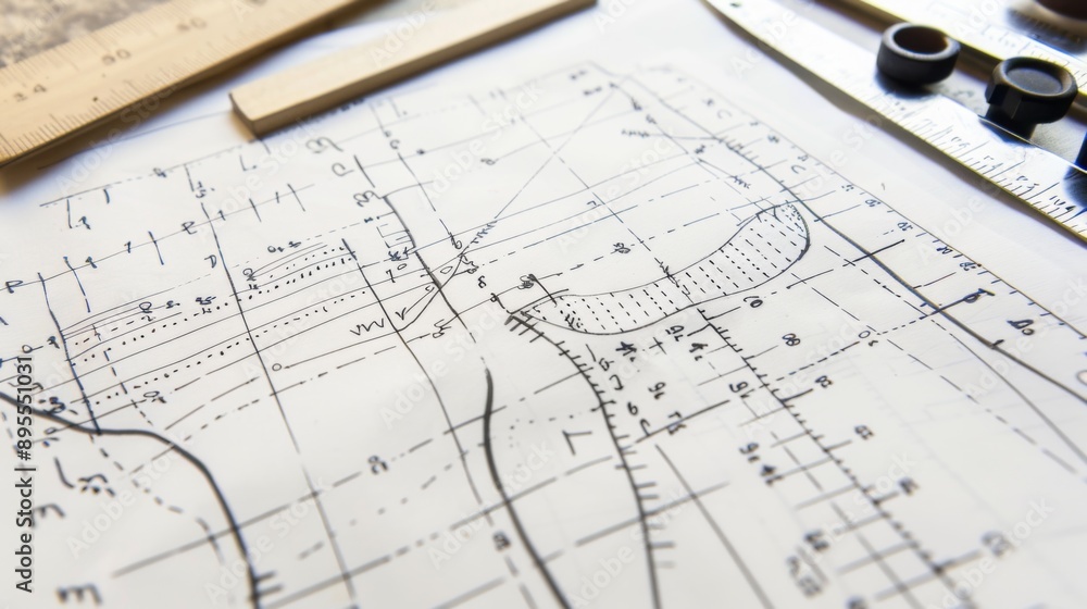 Detailed Sewing Pattern Drawings for Fashion Design and Crafting Stock ...