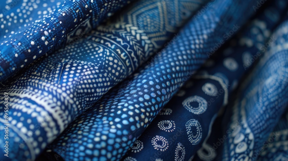 South African shweshwe fabric with distinctive, indigo patterns. Stock ...