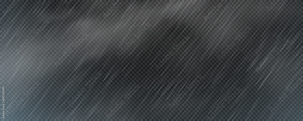 Raindrops on transparent background. Storm with rain and white cloud ...