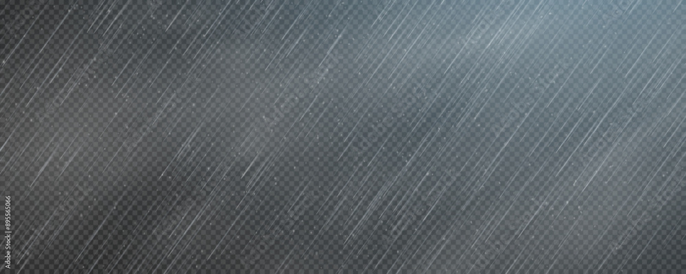 Raindrops on transparent background. Storm with rain and white cloud ...