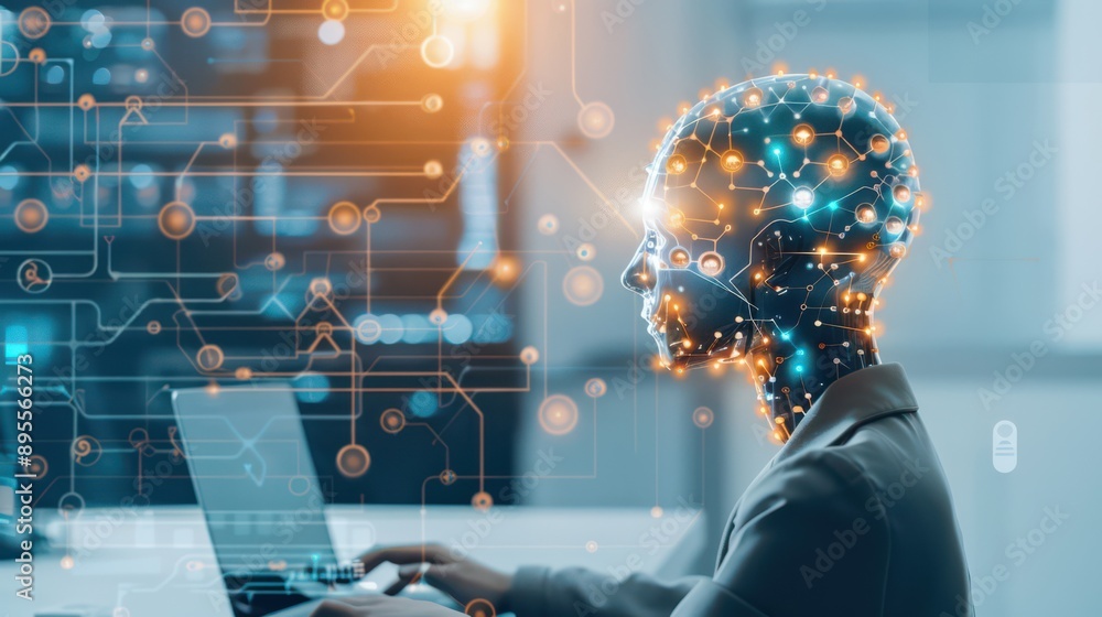 Learner taking AI language test, visual cues for performance feedback ...