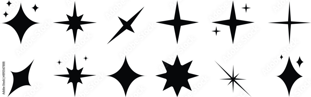 Sparkle Star Icon set, bling vector, simple Premium Quality icons, Bright stars template design ...