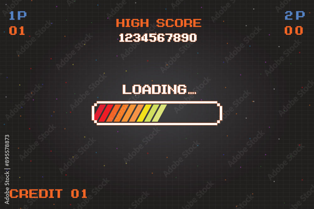 LOADING bar .pixel art .8 bit. retro game. for game assets in vector ...