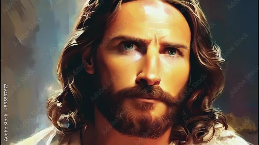 Jesus Christ face portrait realistic isolated animation -- 4k stock ...