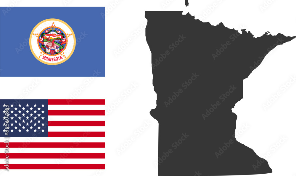 Minnesota state of USA. Minnesota flag and territory. States of America ...