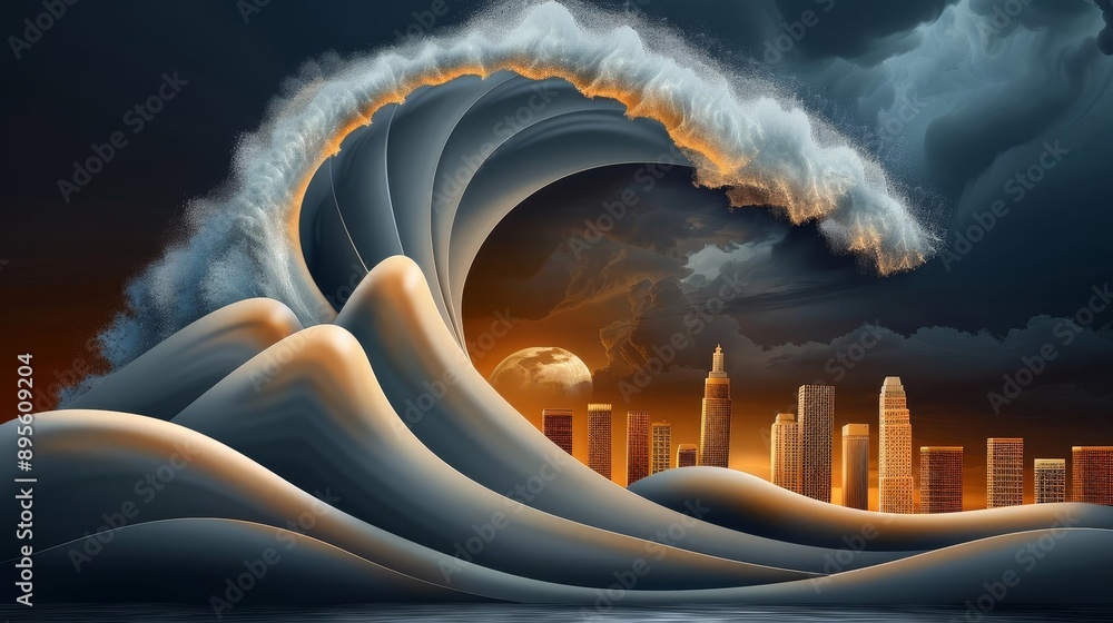 Extreme weather events, global warming concept, vector illustration ...