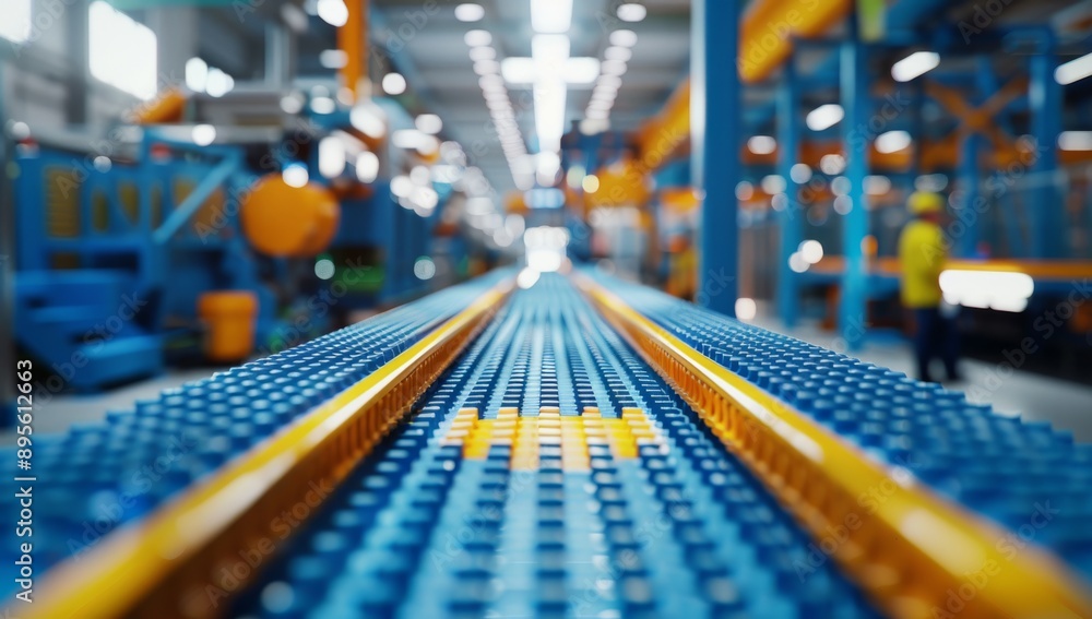 Conveyor belt in a modern factory, modern warehouse machinery ...
