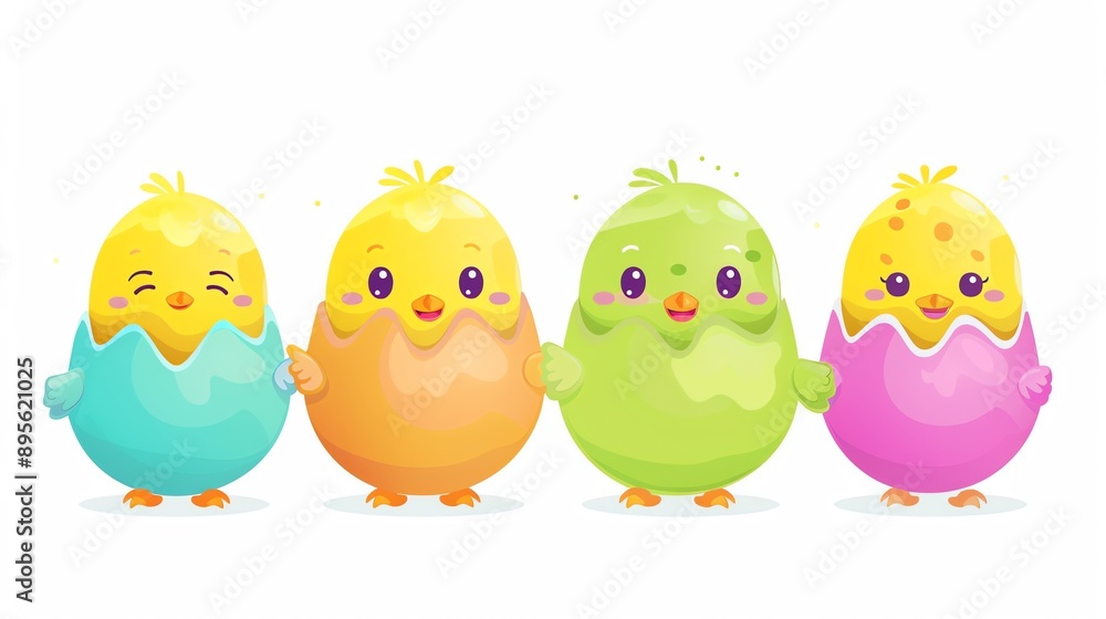 Create a vector clipart of a Cheerful Chicks Little chicks popping out ...