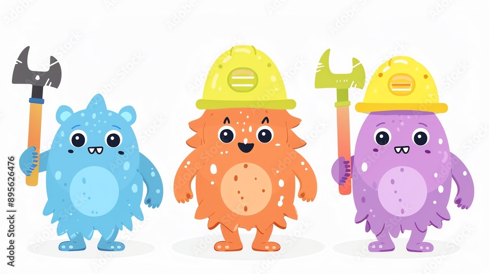 Create a vector clipart of a Monster Construction Worker Hard hat and ...