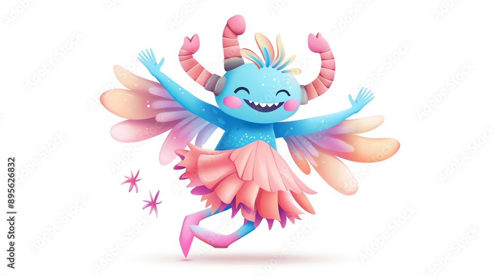 Create a vector clipart of a Monster Ballet Dancer Graceful posesin a ...