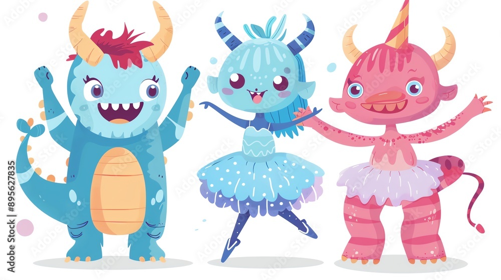 Create a clipart of a Monster Ballet Teacher Correcting dance ...