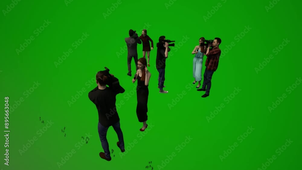 3D People Green Screen Different reporters from different angles are ...