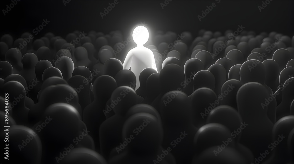 Minimalist 3D Rendered Depicting a Luminous White Protagonist Figure ...