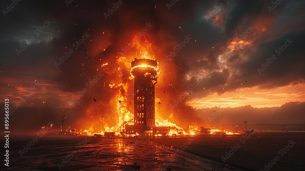 on the left of the screen is an air traffic control tower of a regional ...