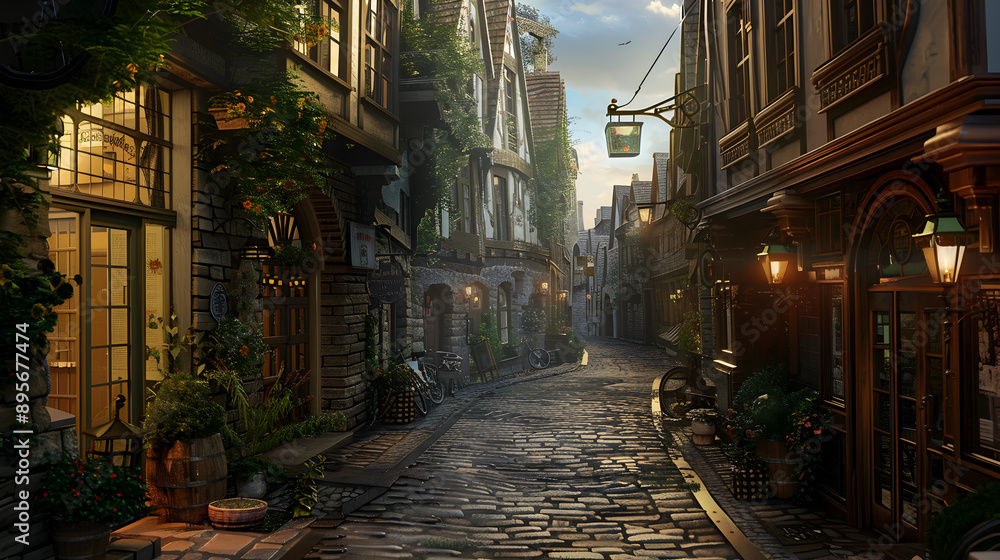 Historic City Street: A charming historic city street with cobblestone ...