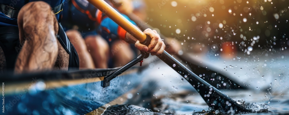 Rowing Crew Competition Athletes Powering Through the Water, A Close-Up ...