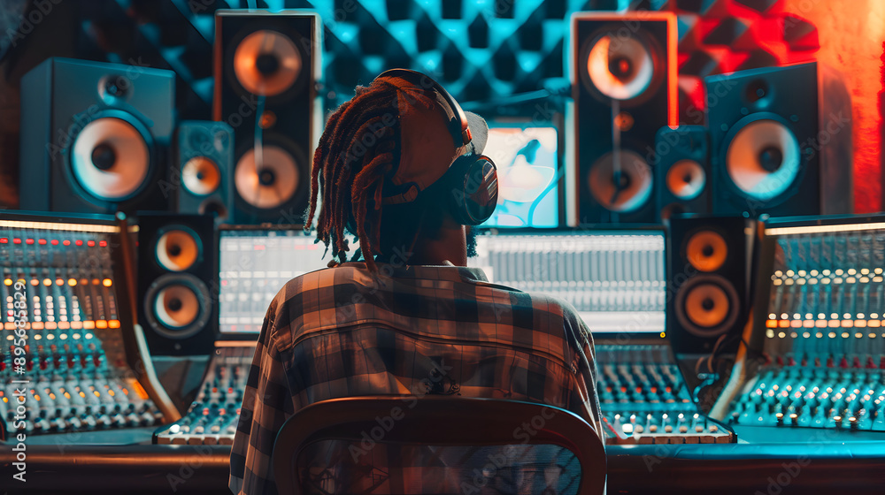 Professional Music Producer in Studio: An image of a music producer ...