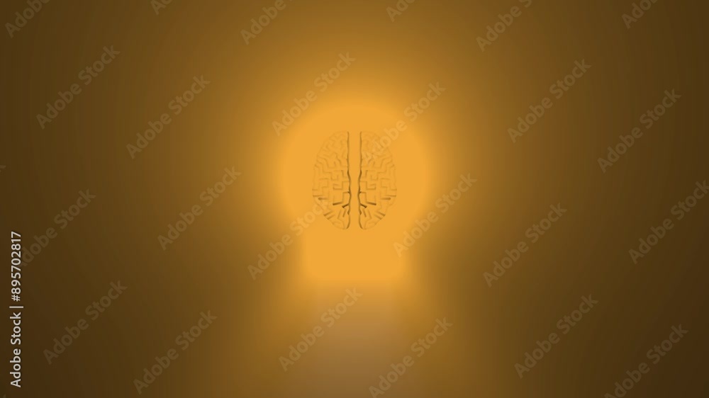 The human brain combined with an electric light bulb. A glowing light ...