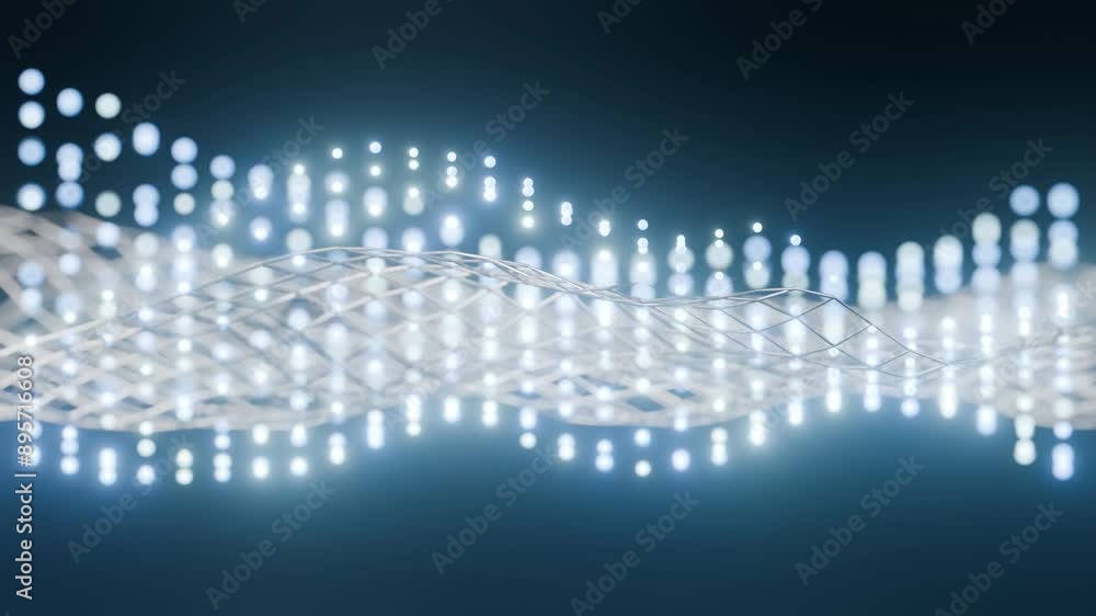 Abstract digital wave with glowing lights, symbolizing technology and ...