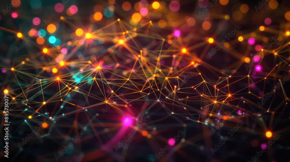 high-concept art installation where a delicate web of strings ...