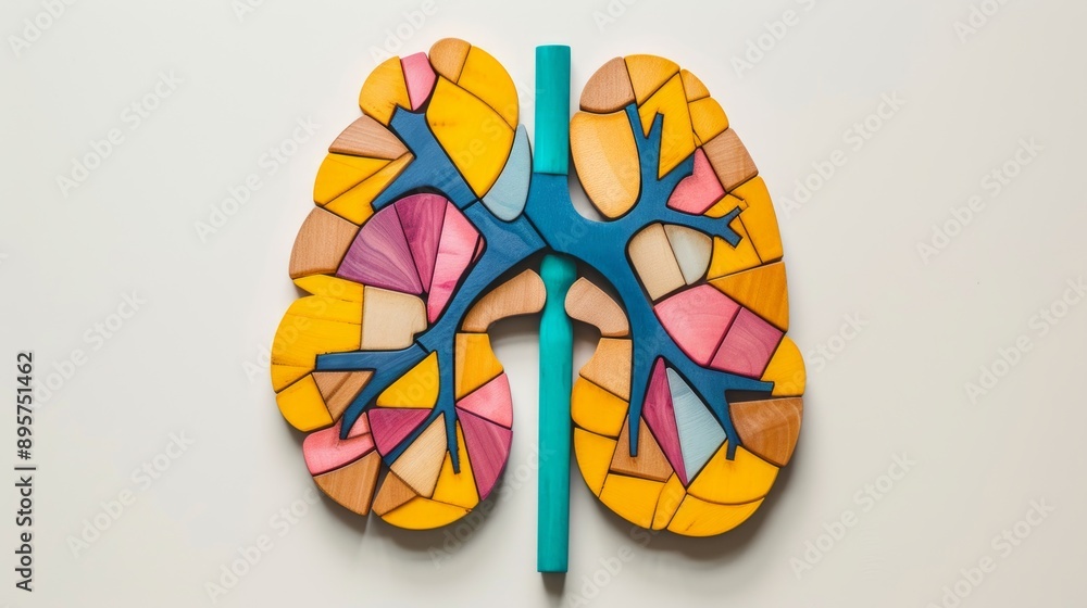 Colorful wooden toy of healthy lungs and respiratory system, perfect ...