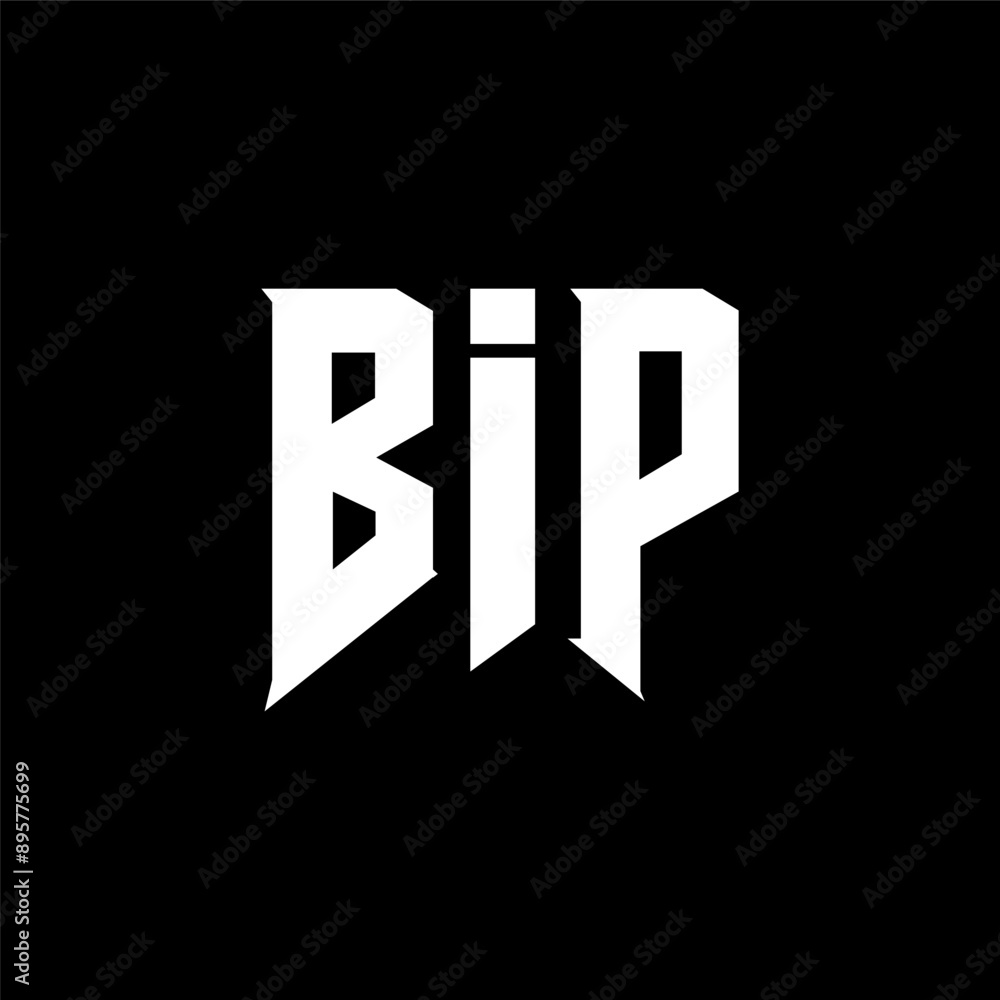 BIP letter logo design for technology company. BIP logo design black and white color combination ...