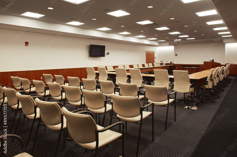 Interior view of a lecture hall or meeting room, a large conference ...