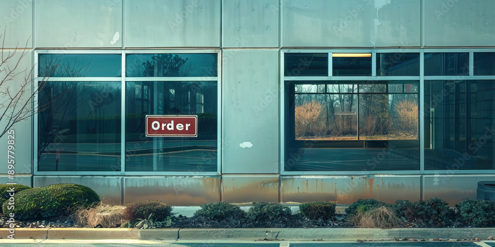 Fading Glory: An empty office building window, displaying an "Out of ...