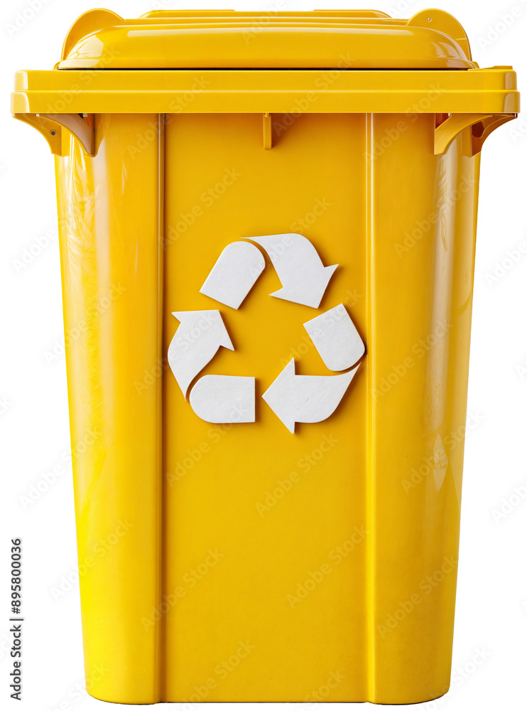 Foto de Bright Yellow Recycling Bin with Lid for Sustainable Waste ...