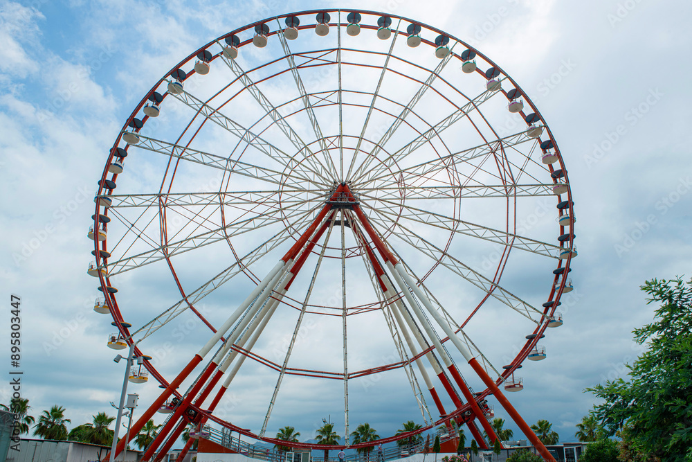 Batumi, Georgia: Ferris wheel decorated with Georgian flags.Ferris ...