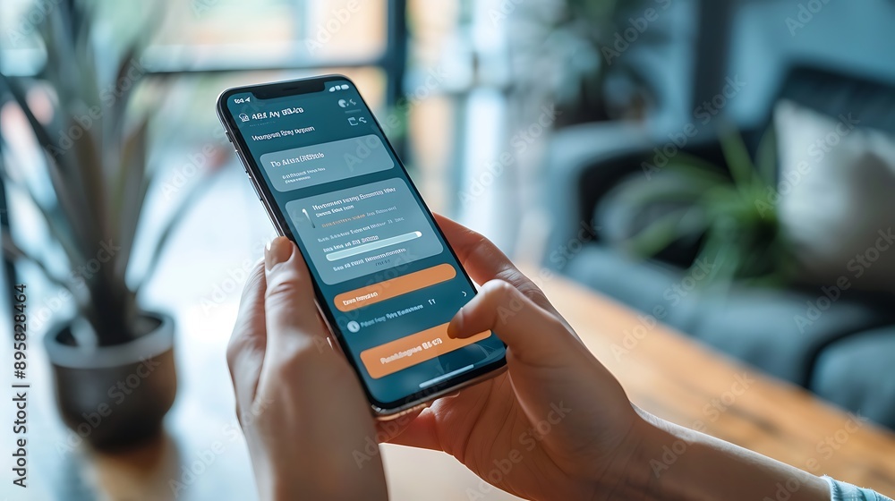 Smartphone with a mobile banking app enabling users to transfer money ...
