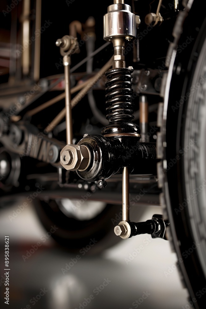 The suspension of the front wheels of a car, non-independent suspension ...