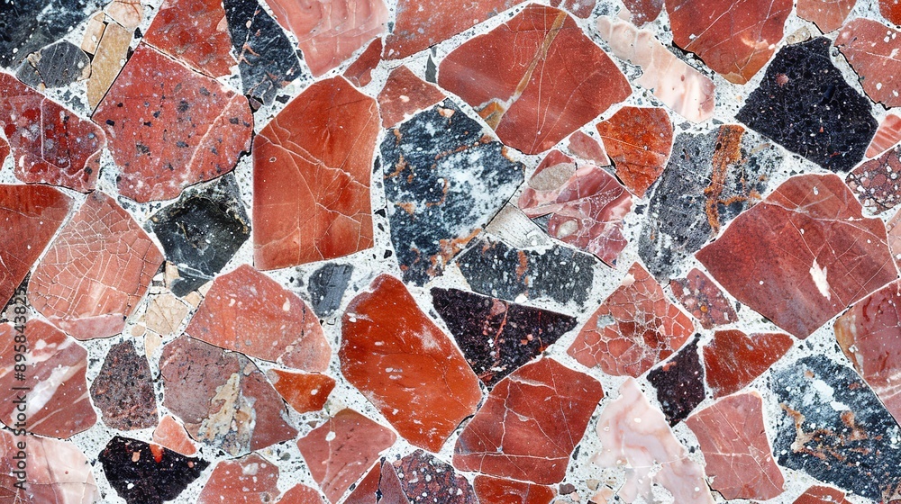 Terrazzo color red texture abstract background stone polished floor ...