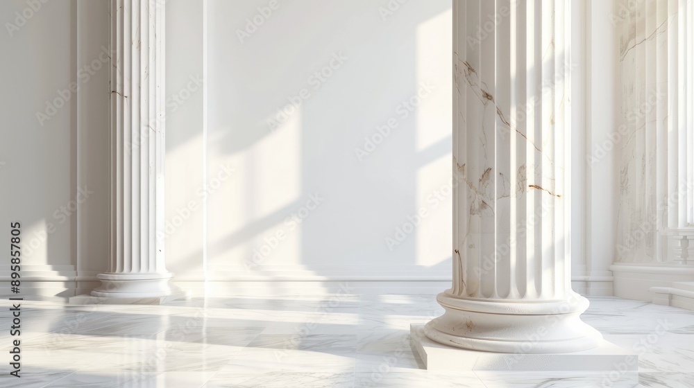 3D Greek marble column on a white background, showcasing classic ...