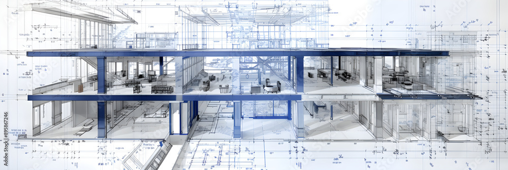 Comprehensive, Meticulously-detailed Construction Blueprint with Cross ...