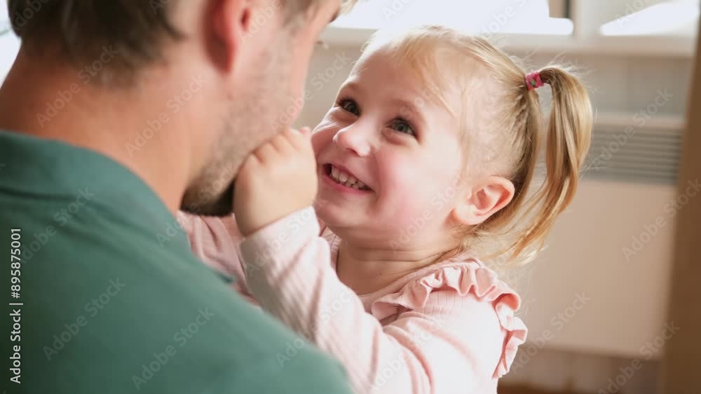 Happy Father Playing with Daughter. Three Years Baby Smiling, Laughing ...