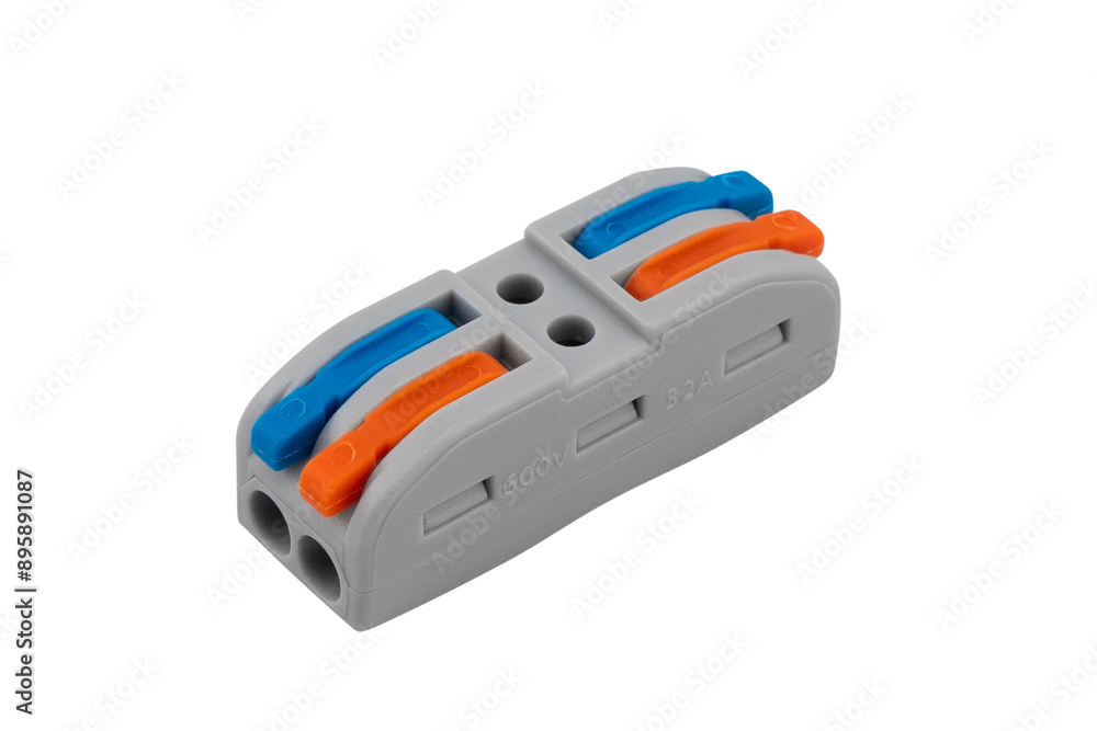 Electric wire connectors terminal strip isolated on white background ...