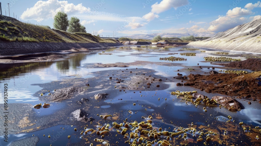 A bioremediation site where engineered bacteria are breaking down ...
