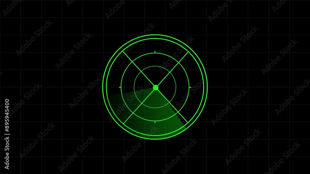 Signal transmitted Sonar radar. Glow green background with navigation ...