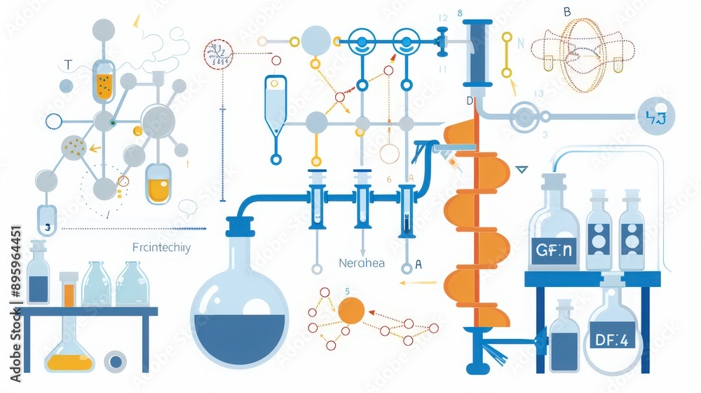 Diagram of a biochemistry experiment, featuring techniques for studying ...